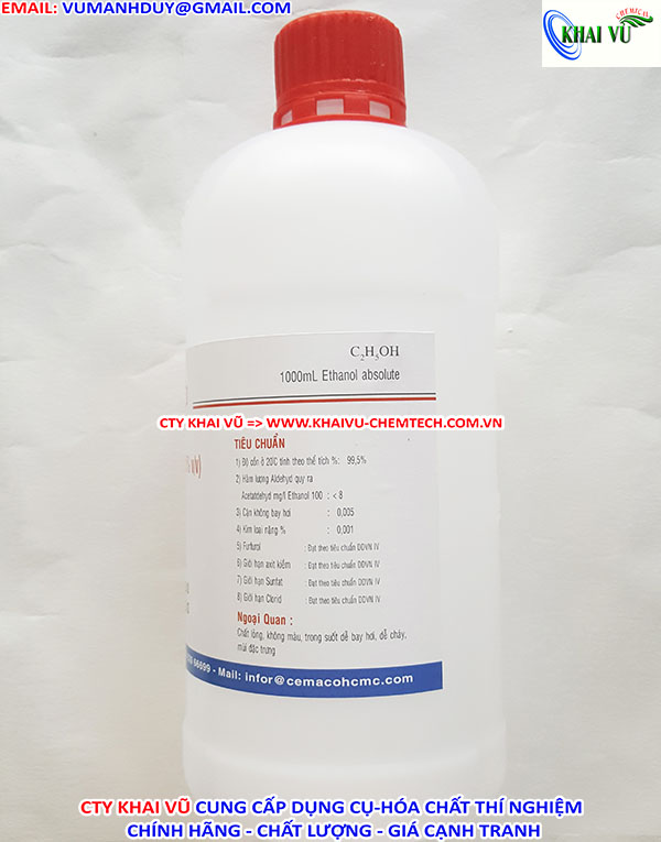 CỒN TUYỆT ĐỐI chai 1L 99.5 % Ethanol Absolute (CEMACO) tinh khiết thí