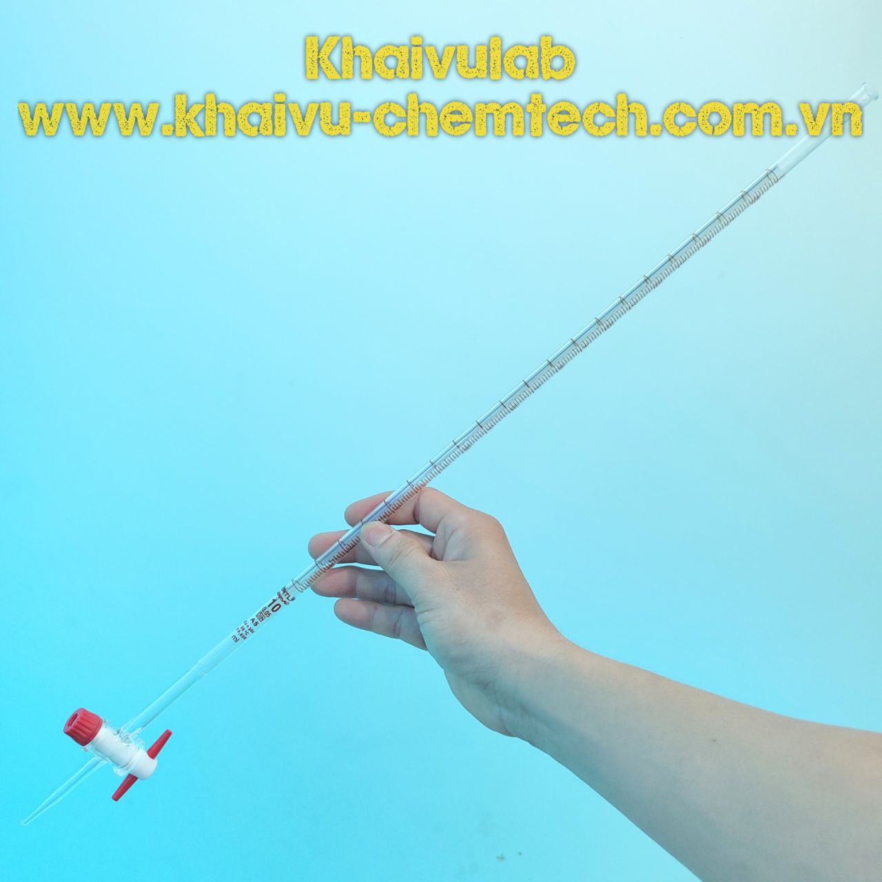 Hàng Đức] Buret (Burette) trắng khóa nhựa PTFE dùng chuẩn độ thể tích
