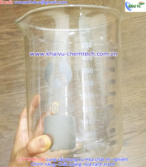 CỐC ĐỐT 2000ml thủy tinh chia vạch chịu nhiệt/Beaker 2000ml