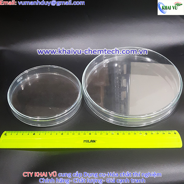 1 CẶP ĐĨA PETRI THỦY TINH các size 150x25mm 200x30mm hàng Đức